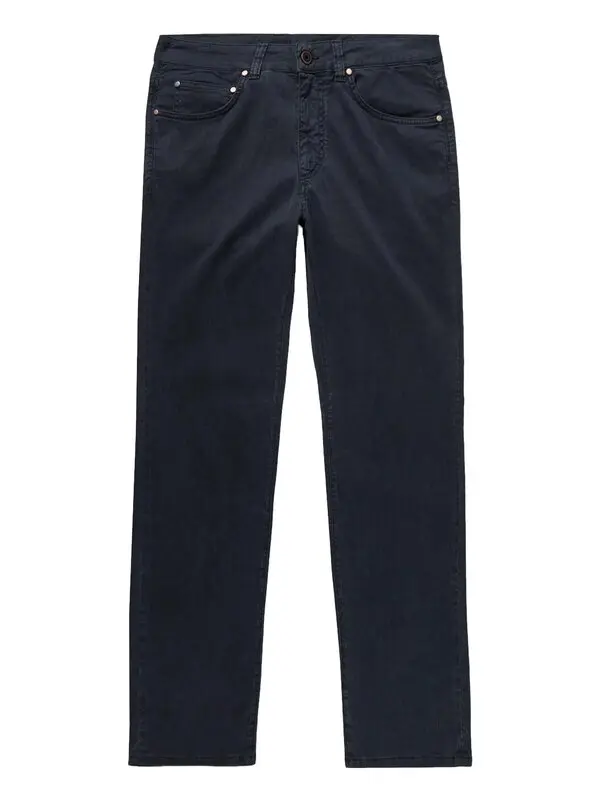 Boglioli Slim-fit Straight-leg Cotton-blend Twill Trousers - Blue
