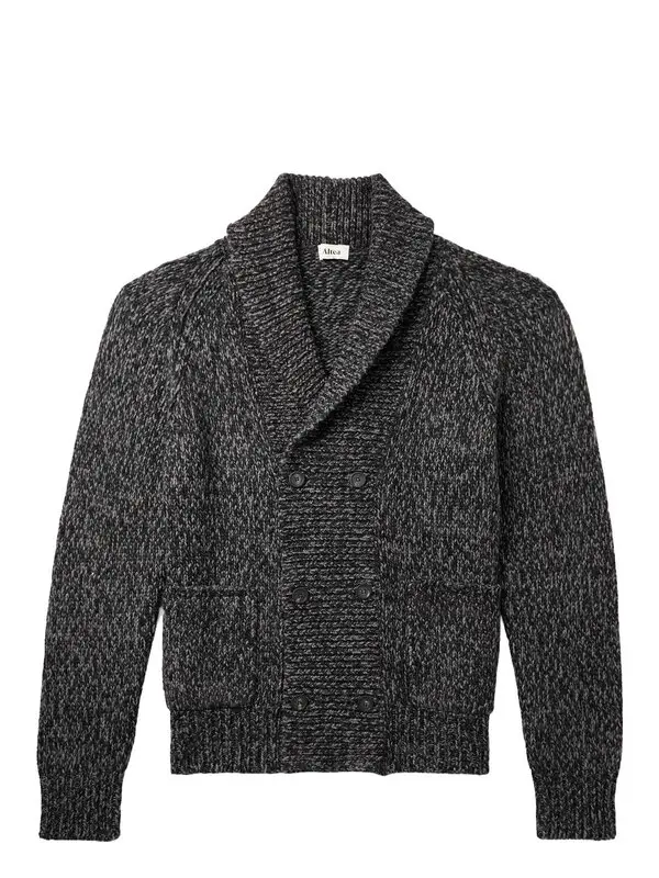 Altea Shawl-collar Double-breasted Knitted Cardigan - Gray