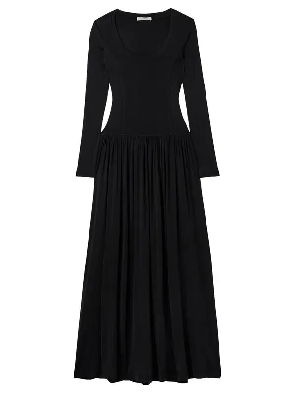 Ulla Johnson Amal Gathered Stretch-jersey Maxi Dress - Black