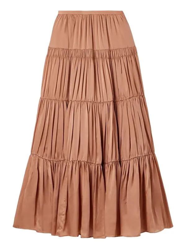 Ulla Johnson Gaelle Tiered Maxi Skirt - Pink