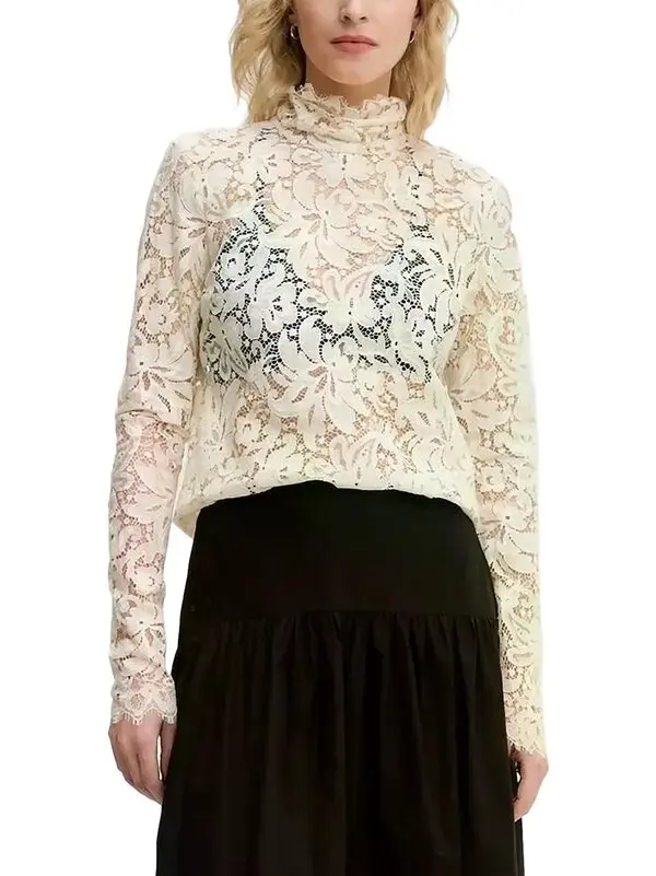 A.L.C. Floral Lace Mock-neck Blouse - White