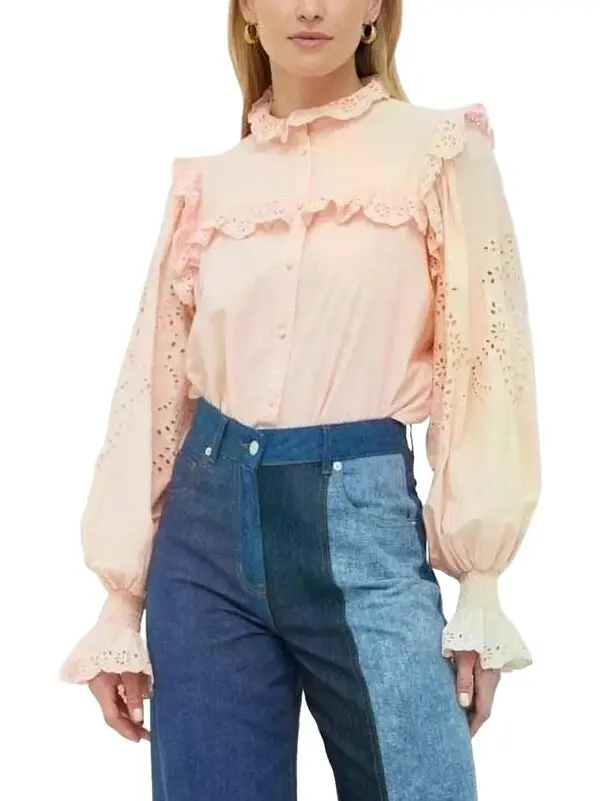 NOTES DU NORD Eyelet-frill Blouse - Pink