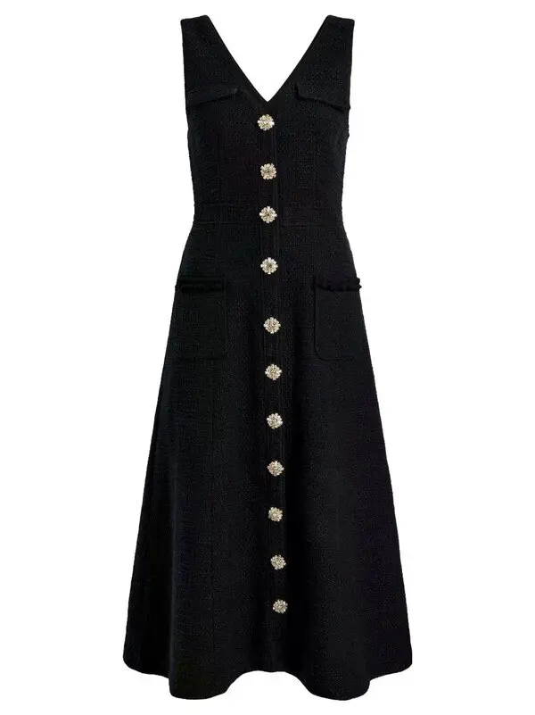 Cinq À Sept Embellished-button Tweed Dress - Black