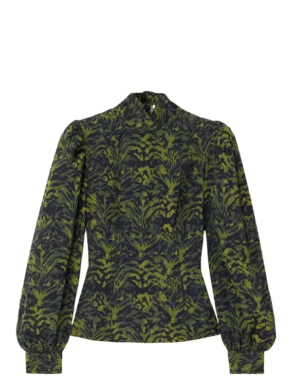 Ulla Johnson Giorgia Printed Poplin Blouse - Green