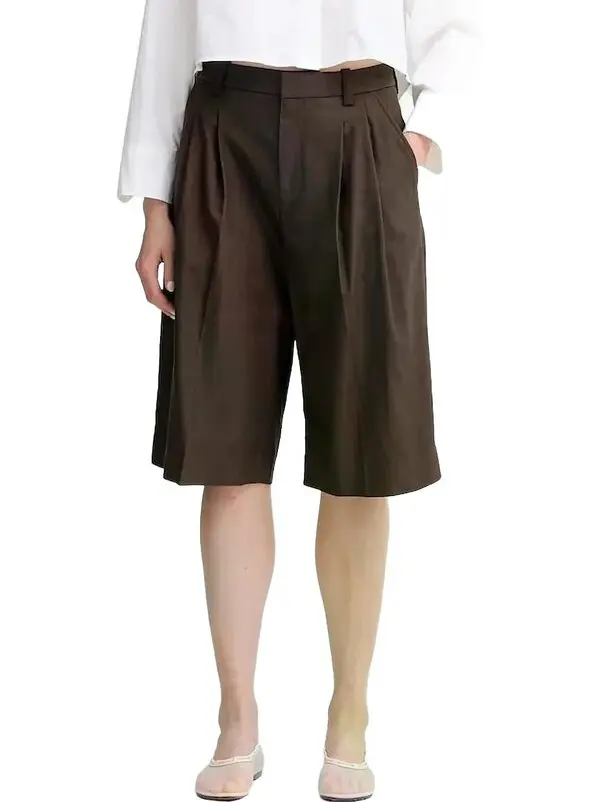 A.L.C. Pleated Side-pockets Shorts - Brown