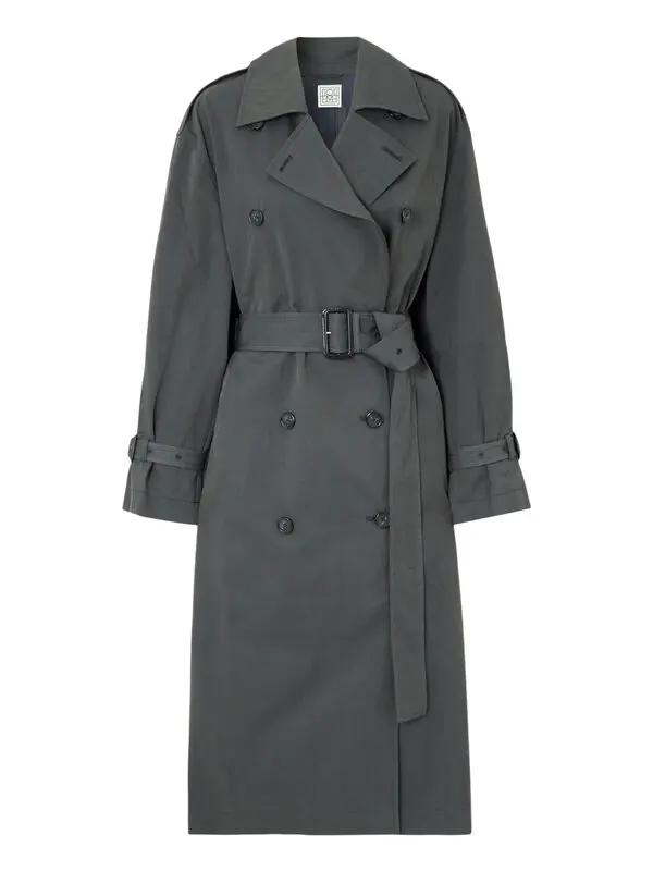 TOTEME Garderob Belted Organic Cotton-blend Trench Coat - Black