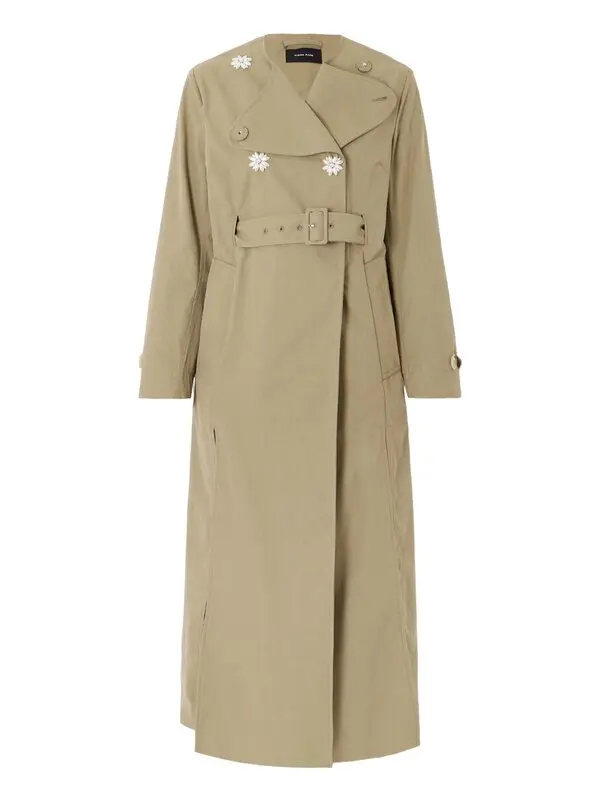 Simone Rocha Belted Double-breasted Cotton-blend Canvas Trench Coat - Neutrals