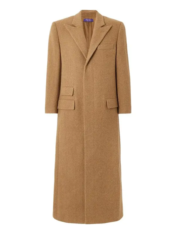 Ralph Lauren Amory Herringbone Wool Coat - Brown