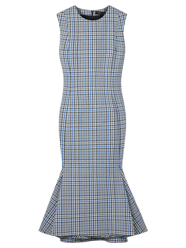 Proenza Schouler Bruna Checked Twill Midi Dress - Blue
