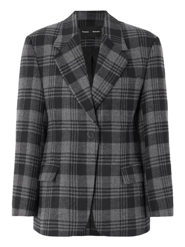 Proenza Schouler Daria Checked Wool Blazer - Gray