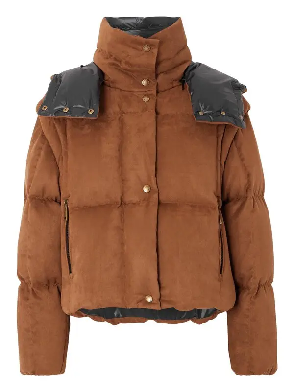 Moncler Paterne Convertible Hooded Quilted Brushed-moleskin Down Jacket - Brown