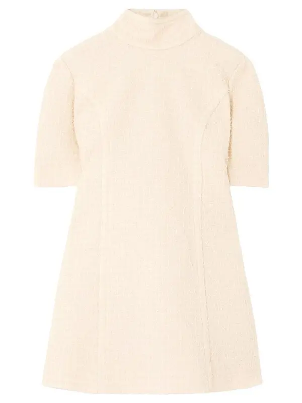 Patou Turtleneck Wool-blend Tweed Mini Dress - Cream