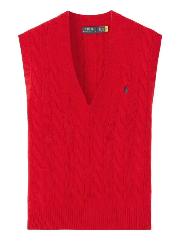 Polo Ralph Lauren Cable-knit Wool And Cashmere-blend Vest - Red