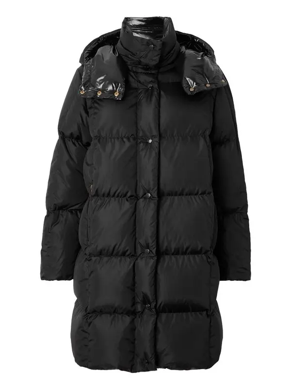 Moncler Appliquéd Hooded Shell Down Coat - Black