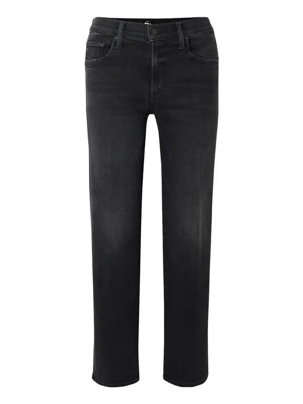 MOTHER The Rambler Zip Flood Mid-rise Straight-leg Jeans - Black