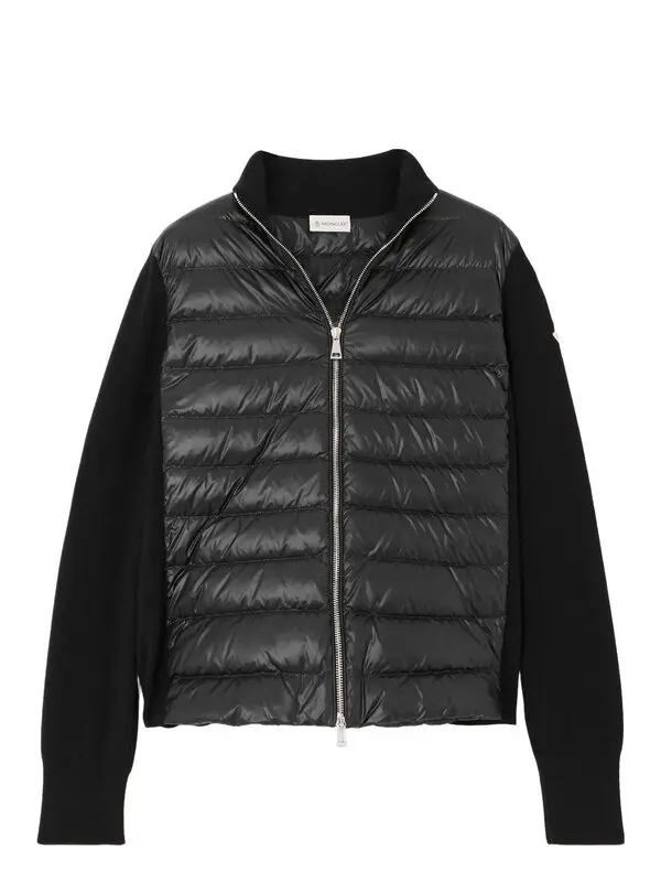 Moncler Wool And Quilted Shell Down Cardigan - Black