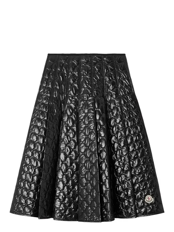 Moncler Appliquéd Pleated Quilted Shell Skirt - Black