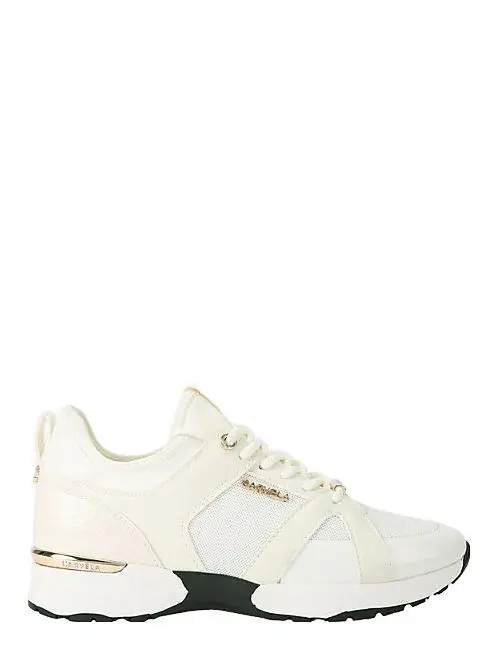 Carvela Tempo Mesh And Suede Low-top Sneakers - Cream