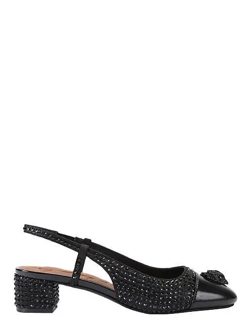 Kurt Geiger Sloane Leather Block-heel Slingback Courts - Black