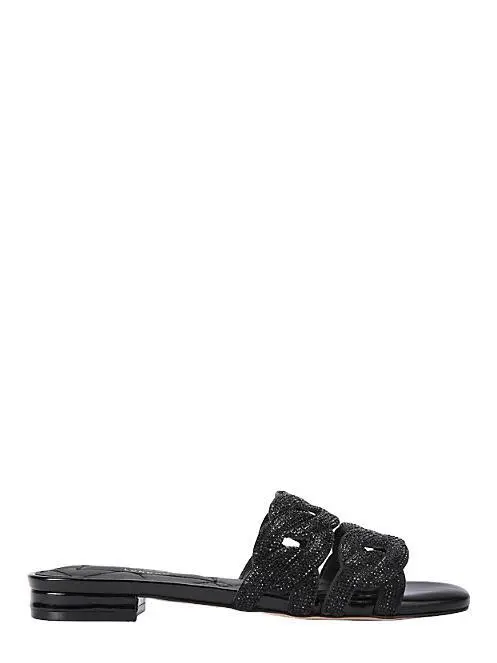 Kurt Geiger Crystal Chain Patent-leather Sandals - Black