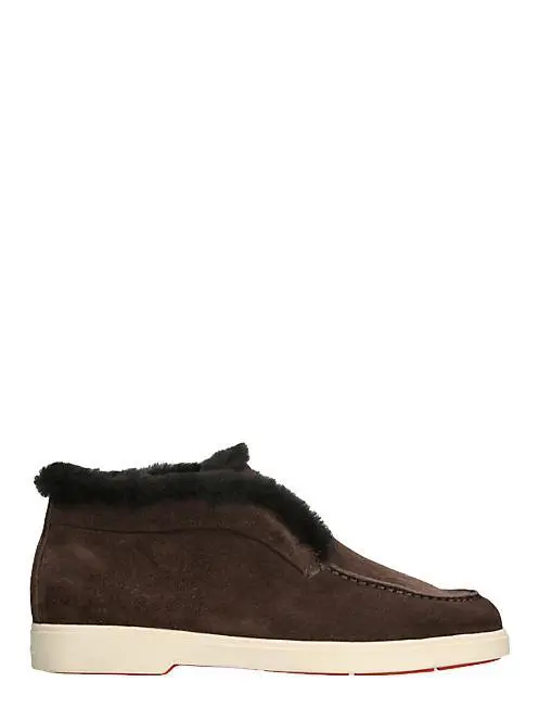 Santoni Fortune Suede Ankle Boots - Dark Brown