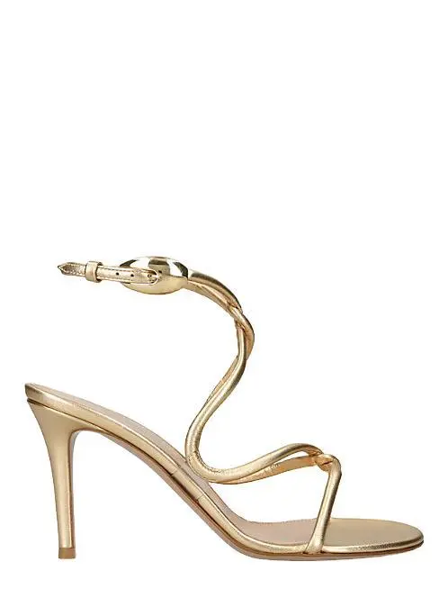 GIANVITO ROSSI Mamba 85 Leather Heeled Sandals - Gold