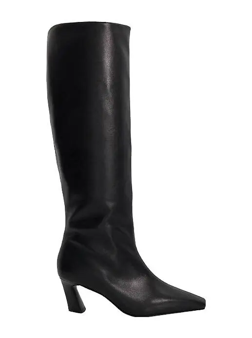 DUNE Leather Heeled Knee-high Boots - Black Leather