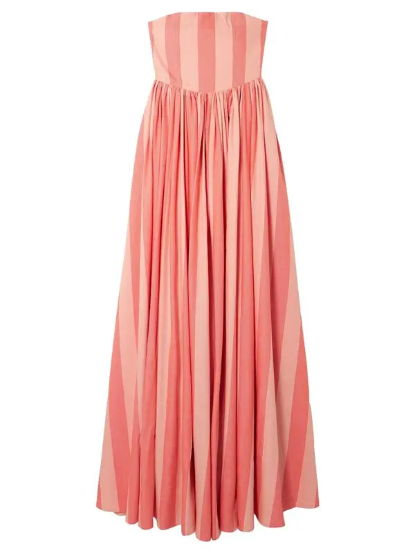 MARRAKSHI LIFE Strapless Gathered Striped Maxi Dress - Pink