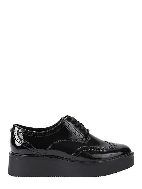 Carvela Strada Faux Patent-leather Platform Brogues - Black