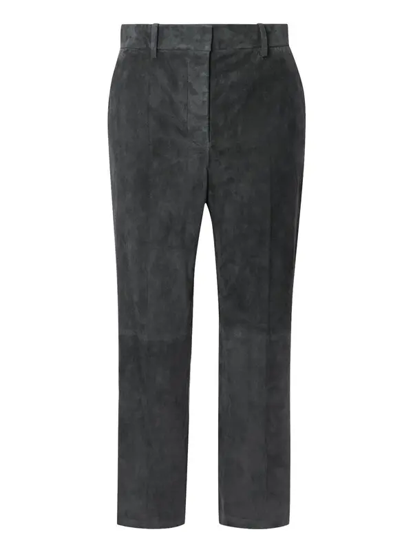 JOSEPH Coleman Stretch-suede Slim-leg Pants - Gray