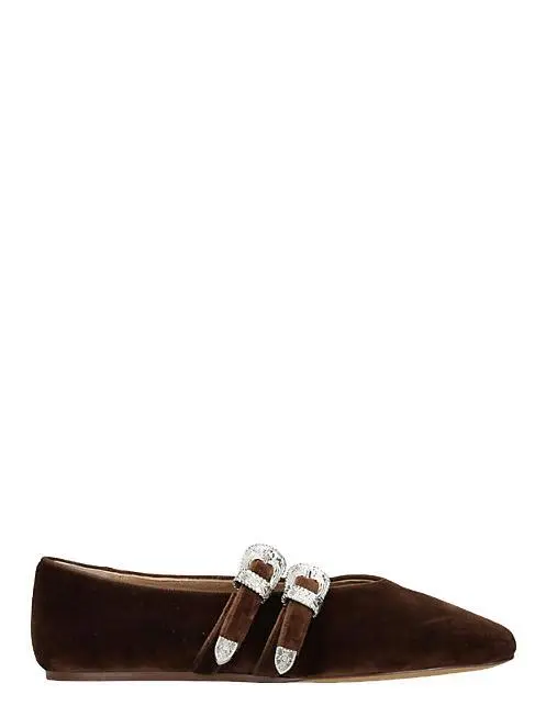 Le Monde Beryl Claudia Double-strap Suede Flats - Brown