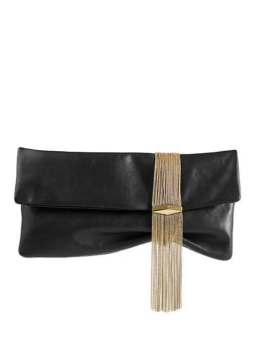 JIMMY CHOO Zandra Biker Leather Clutch Bag - Black/gold