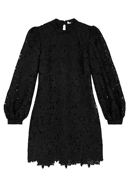 The Kooples Floral Guipure-lace Mini Dress - Black