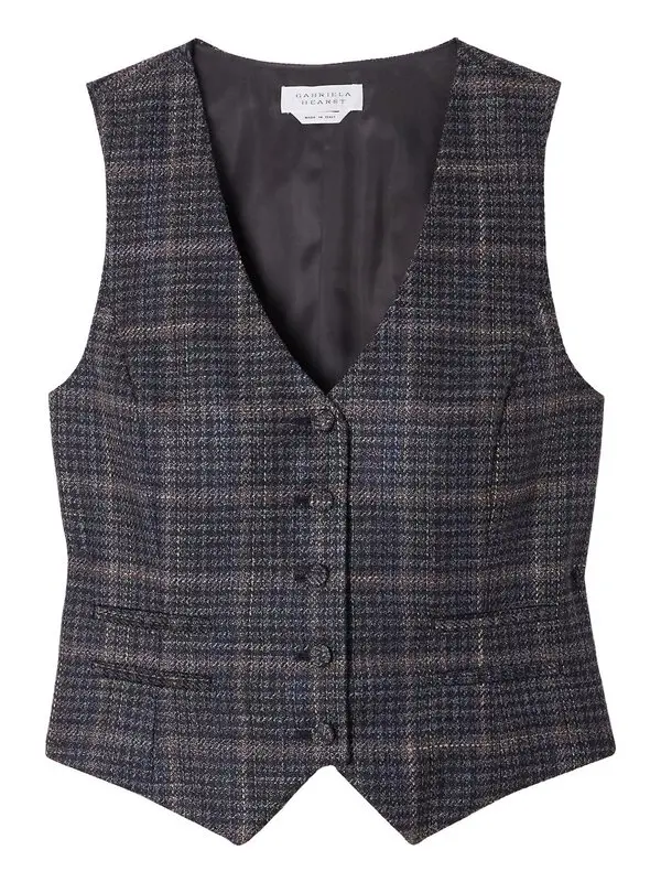 Gabriela Hearst Coleridge Checked Wool And Silk-blend Vest - Gray
