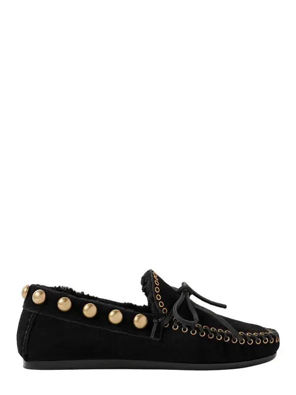 Isabel Marant Fitza Embellished Suede Loafers - Black