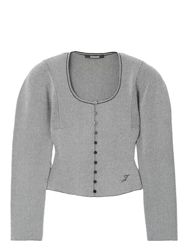 Jacquemus Sera Knitted Cardigan - Gray
