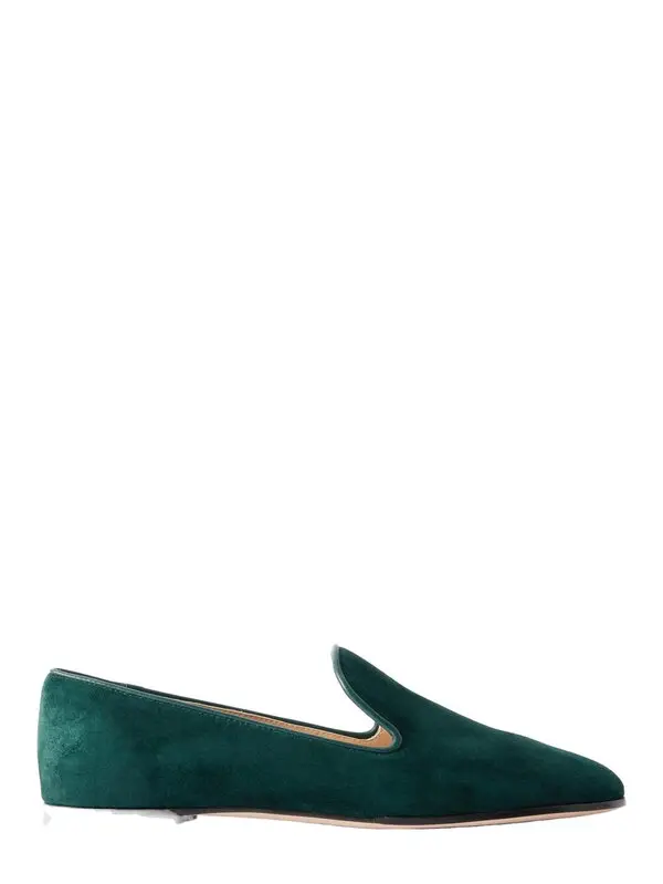 GIANVITO ROSSI Leather-trimmed Suede Loafers - Green