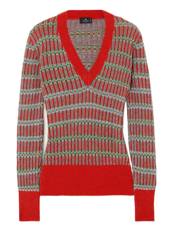 Etro Jacquard-knit Wool-blend Sweater - Red