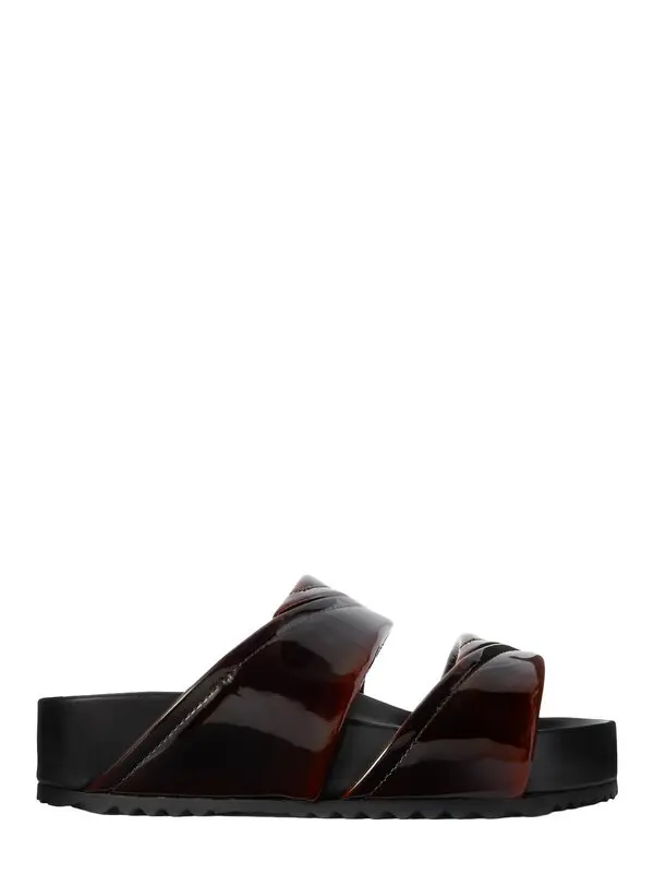 Dries Van Noten Patent-leather Platform Slides - Brown