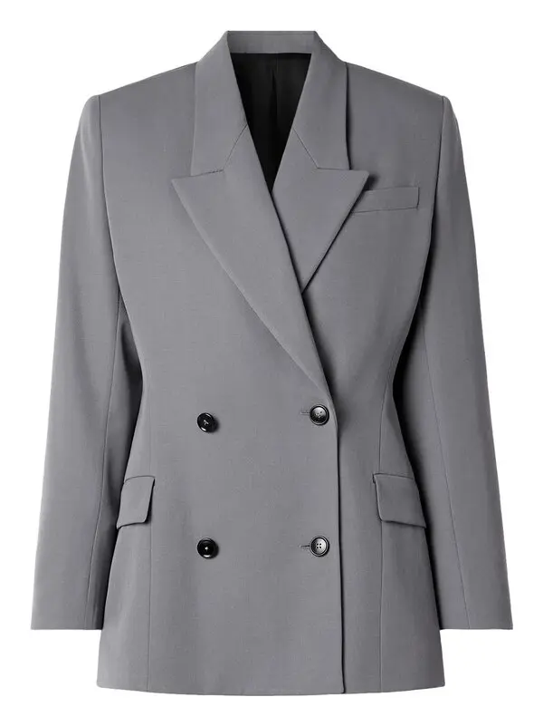 Alaïa Double-breasted Wool-gabardine Blazer - Gray