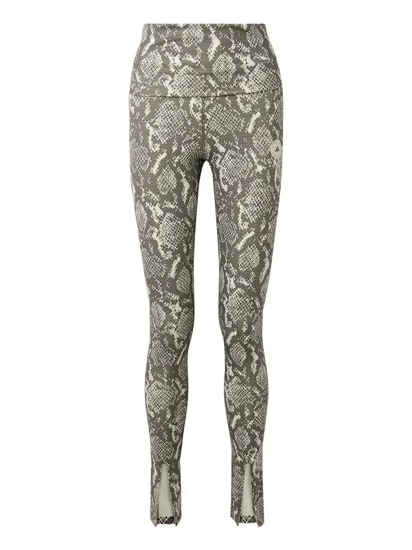 Adidas By Stella McCartney Snake-print Recycled-stretch Leggings - Gray