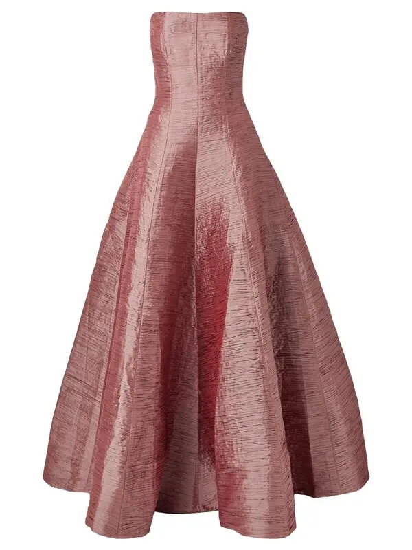 MARMAR HALIM Strapless Plissé-taffeta Gown - Pink