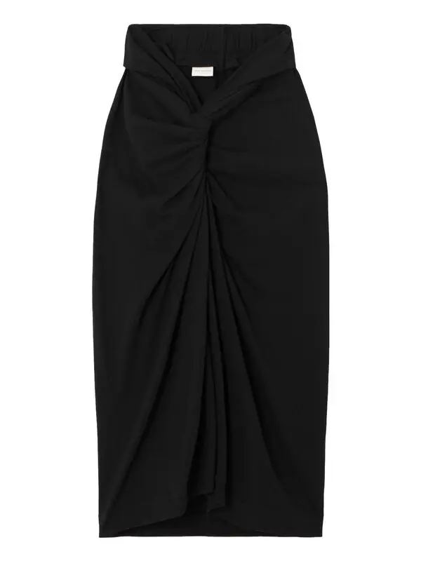 Dries Van Noten Twist-front Cotton-jersey Midi Skirt - Black