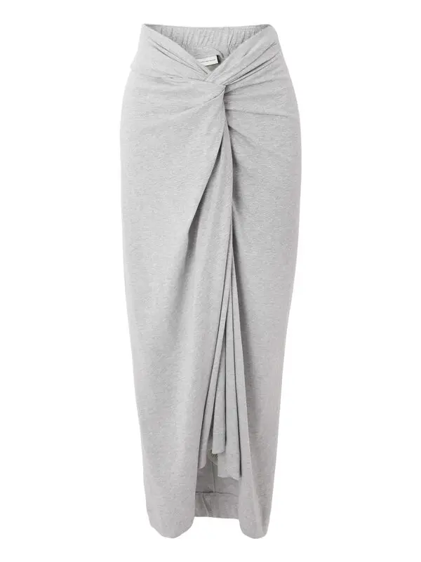 Dries Van Noten Twist-front Cotton-jersey Midi Skirt - Gray