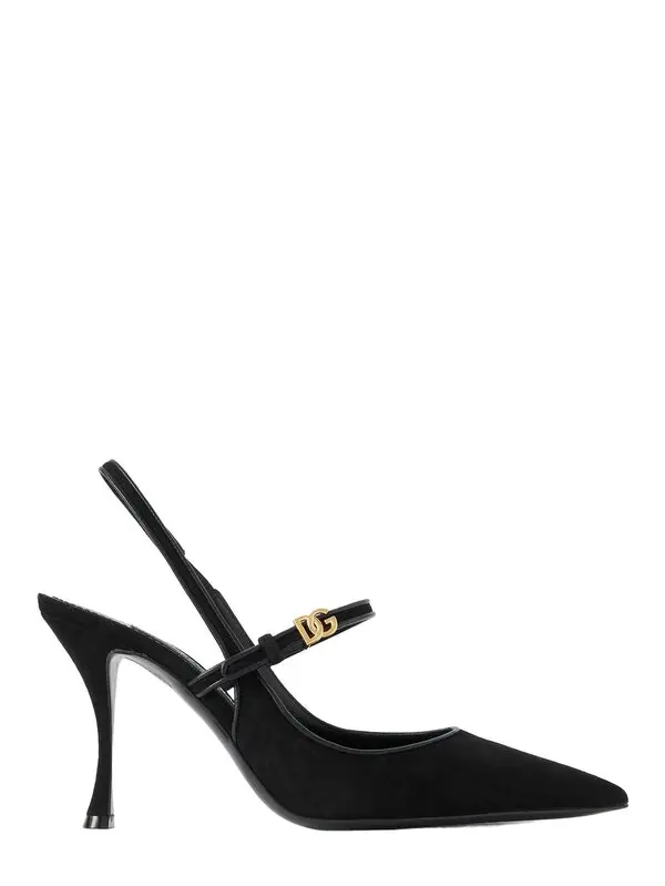 Dolce & Gabbana Italian Tailoring Leather-trimmed Suede Slingback Pumps - Black