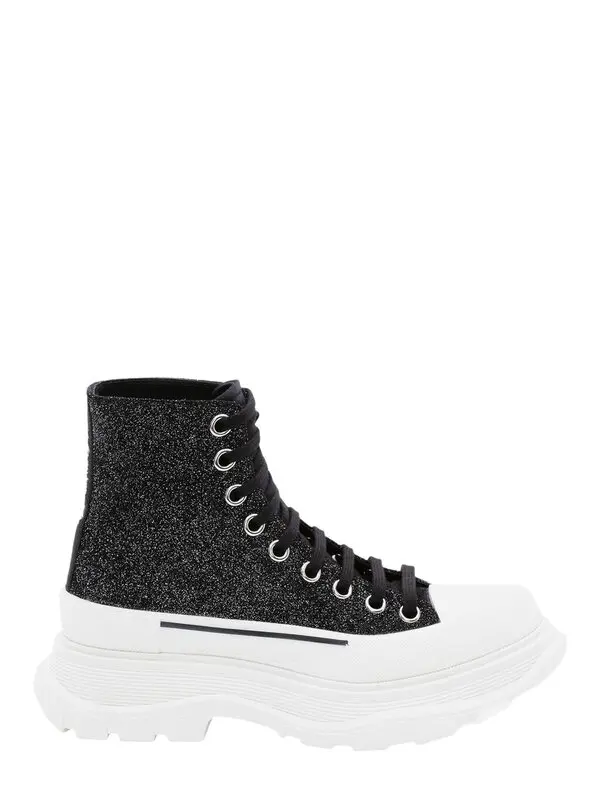 Alexander McQueen Tread Slick Glitter Boot - Black