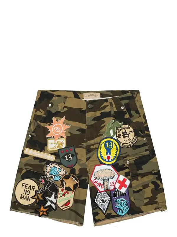 GODSPEED Patchwork Cargo Shorts - Green