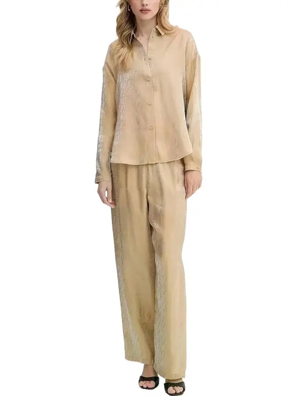 Armani Exchange Monogram-pattern Collared Shirt - Neutrals