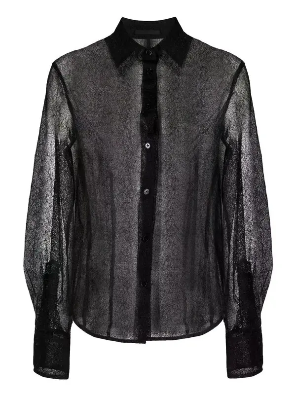 Helmut Lang Semi-sheer Mesh Shirt - Black