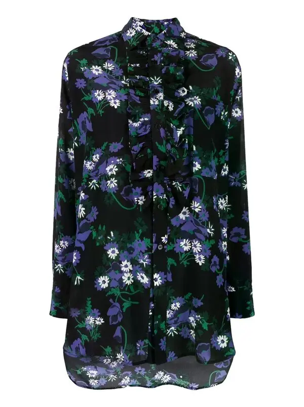 Plan C Floral-print Silk Shirt - Black
